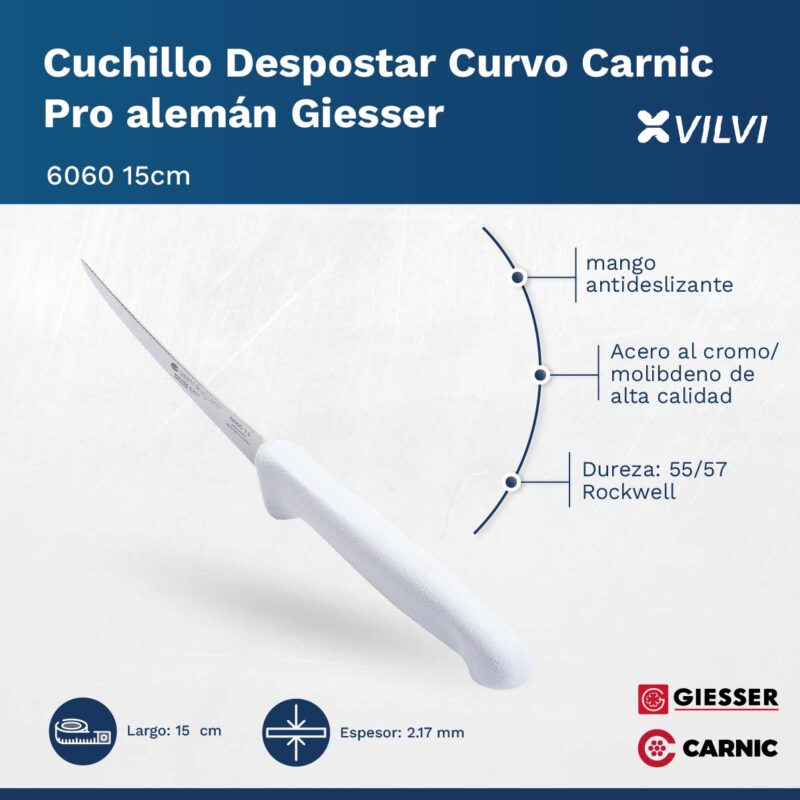 Cuchillo Despostar Curvo Carnic Pro alemán Giesser 6060 15cm – Vilvi